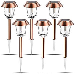 XMCOSY+ Solar Pathway Lights Outdoor - 6 Pack Solar Lights Outdoor Waterproof, 10-40 LM Dimmable Auto On/Off Solar Outdoor Lights Yard Garden Walkway Driveway (Warm White)