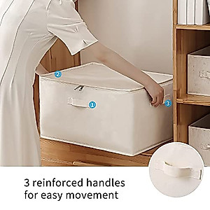 Vailando Large Canvas Comforter Storage Bags Closet Organizer for Clothes Sweater Clothes Organizer with Dual Zipper Three Carrying Handles for Blanket Closet Storage Container 1 Pack