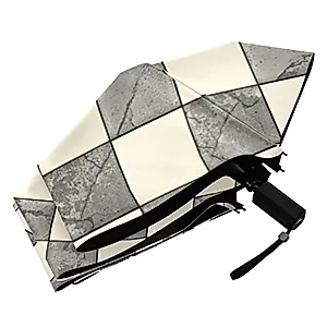 JUNZAN Plaid Repel Umbrella Windproof Travel Umbrella - Compact, Light, Automatic, Strong and Portable - Wind Resistant, Small Folding Backpack Umbrella for Rain - Men and Women