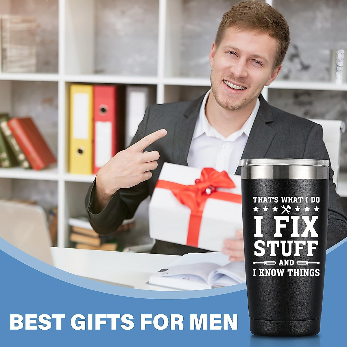 MASGALACC Funny Gag Gifts for Men - Fathers Day, Birthday Gift for Dad from Daughter Son, Him, Husband, Grandpa, Uncle, Cool Stuff for Men Christmas - 20 oz Stainless Steel Tumbler