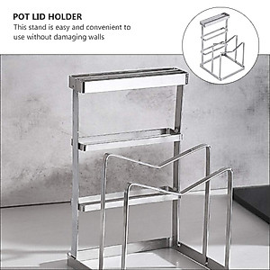 Hemoton Stainless Steel Pot Lid Stand Chopping Board Rack Knife Storage Block Kitchen Organizer Accessory