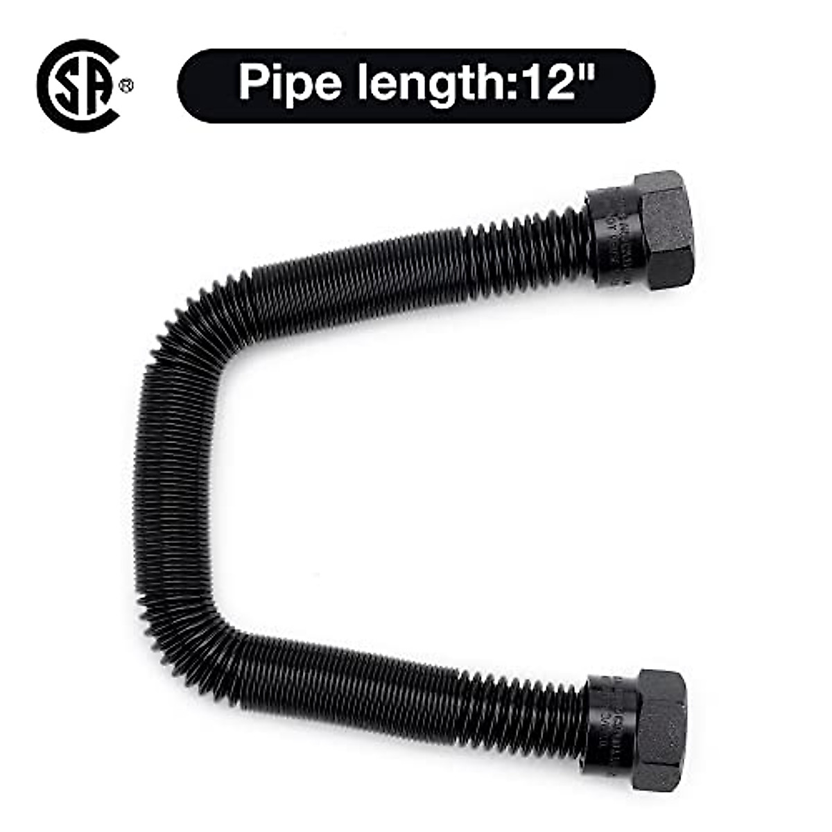 Stanbroil 1/2" OD x 3/8" ID 12" Non-Whistle Flexible Flex Gas Line Connector Kit for NG or LP Fire Pit and Fireplace