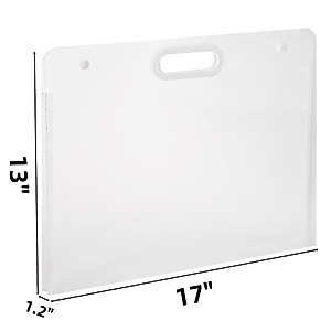 Covzoe 4 Pack Art Portfolio Folder, 17" x 13" Clear Poster Storage Bag with Handle, Plastic Waterproof Bulletin Board Holder Painting Container for Artwork, Drawing Pads, Charts