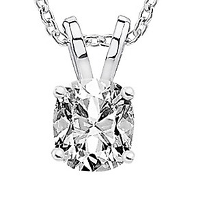 Houston Diamond District 1 Carat 14K White Gold Cushion Diamond Solitaire Pendant Necklace K Color I2 Clarity