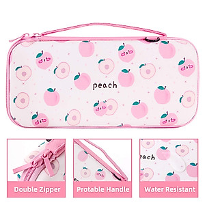 AOLDHYY Niclogi Carry Case for Nintendo Switch, Hard Shell Protective Cover Travel Carrying Bag with 12 Game Card Slots, Inner Storage Bag for Switch Console Controller & Game Accessories, Peach Pattern