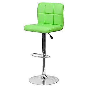 KLS14 Modern Design Barstools Hight Adjustable Seat Hydraulic 360-Degree Swivel Sturdy Steel Frame Padded Cushion Seat Dining Chair Bar Pub Stool Home Office Furniture - Set of 2 Green #1974