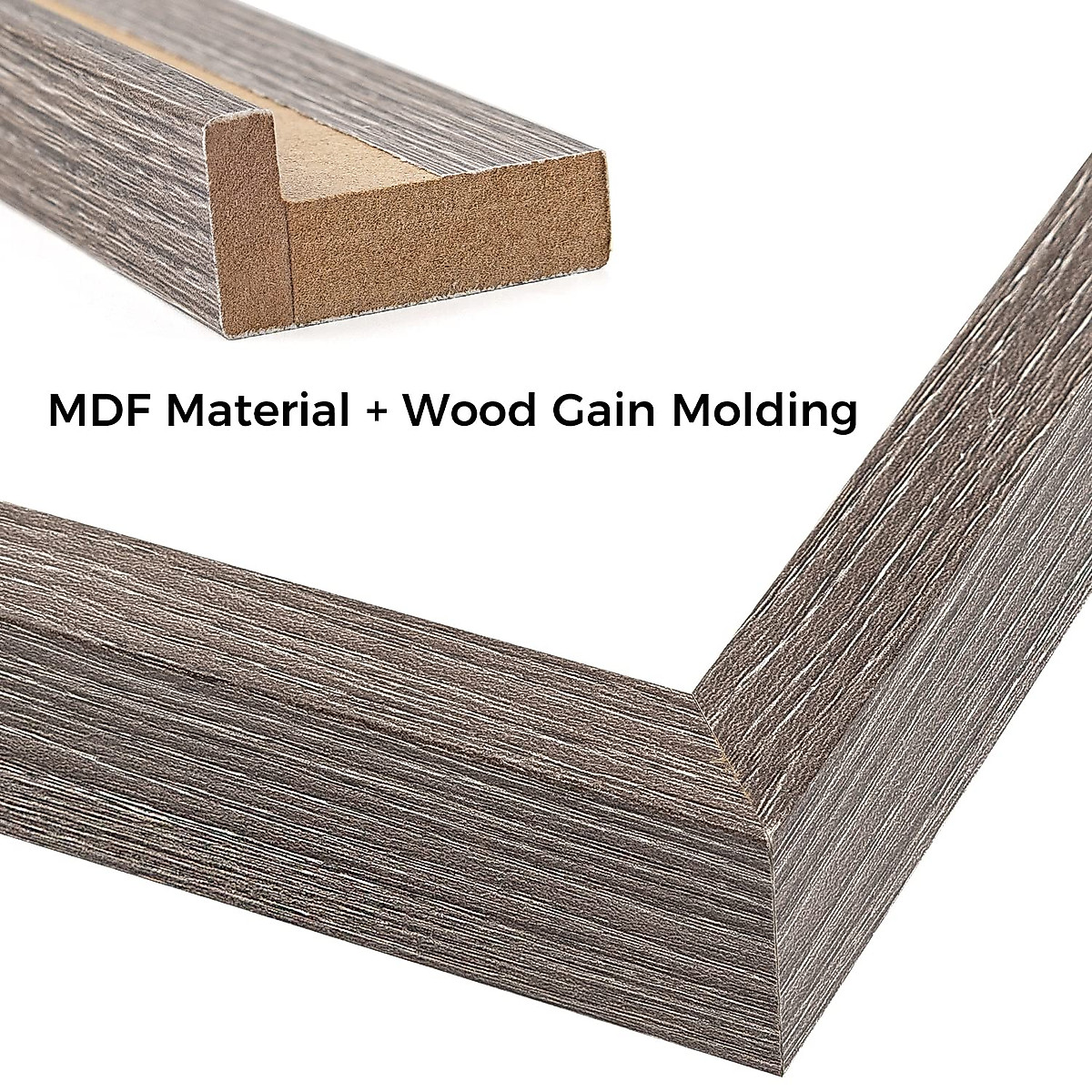 Golden State Art, 16x20 Picture Frame - Ivory Mat for 11x14 Photos - Grey Wood Grain Style - Wall Display - Great for Poster, Weddings Photos, Family Pictures, Memories, Gift