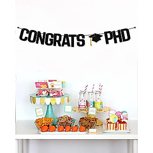 Congrats PHD Banner Black Gold Glitter, PHD Graduation Banner, Congrats Doctor Banner, Senior Class of 2022 Banner, You Phdid It Banner, Congrats PHD Graduation Party Decorations