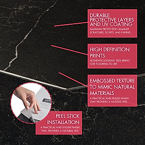 BaseCore HEX Hexagon Vinyl Flooring Black Marble 5.75" DIY Self Adhesive Textured Modern Floor Tile Peel & Stick Tile (36pcs/21.5sqft per case)