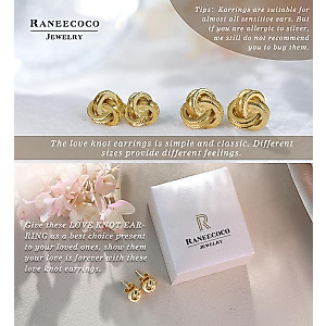 Gold Plated Sterling Silver Studs Love Knot Earrings For Women | Hypoallergenic & Nickle Free Jewelry for Sensitive Ears (10, white-gold-plated-silver)