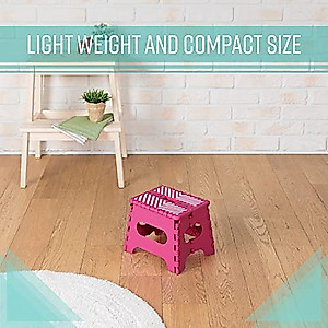 Simplify Folding Step Stool-Lightweight, Sturdy and Safe, Carrying Handle, Easy to Open, for Kitchen, Bathroom, Bedroom, Kids or Adults