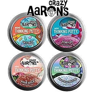 Crazy Aaron's Putty Mini Tins Mystical Crystal, Ukulele, Starfish & Rose Gold Gift Set Bundle - 4 Pack (13.3g Each)