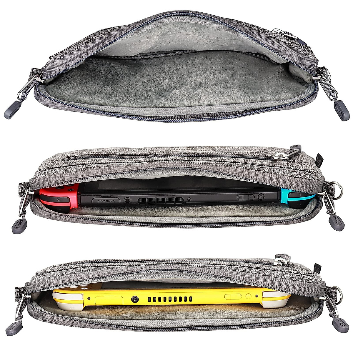 sisma Switch Case Compatible with Nintendo Switch or Switch Lite, Lightweight Soft Travel Carrying Case Storage Pouch Protective Cover, Grey