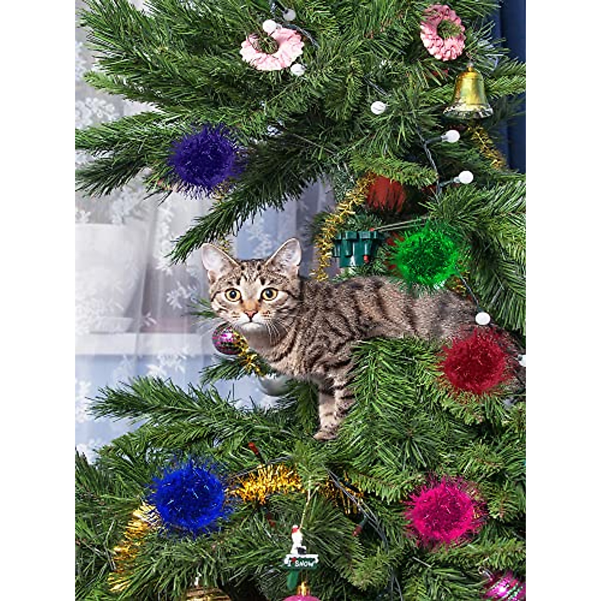 Hulless 20 Pcs 2 Inch Cat Sparkle Balls Toy Interactive Balls for Kittens Exercise and Cats Play and Chase