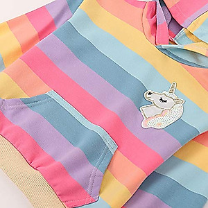 WELAKEN Rainbow Sweatshirts with Unicorn for Girls Toddler & Kids II Little Girl's Pullover Tops Cotton Hoodies 6-7 Years