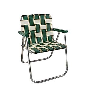 Lawn Chair USA Aluminum Webbed Chair (Picnic Chair, Charleston with Green Arms)