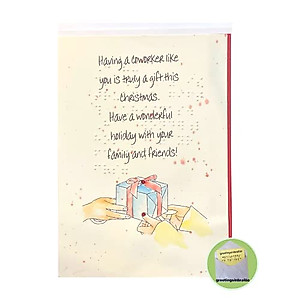 greetingsinbraille Christmas card for coworker | Personalized & Custom Handmade Handcrafted Card for Blind People & Visually Impaired Gift Watercolor