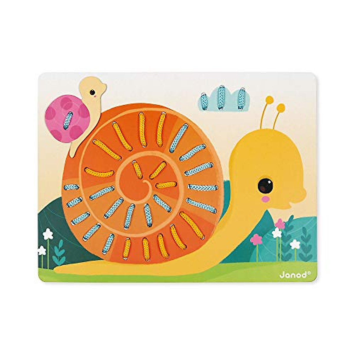 Janod Lacing Game Animals - 6 Lace and Trace Cards with 12 Laces - Ages 4+ - J05313