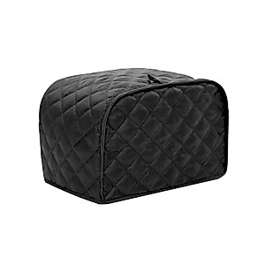 4 slice Toaster Cover, Polyester Fabric Quilted Four Slice Toaster Appliance Dust-proof Cover For Kitchen Small Appliance Dust Cover and Fingerprint Protection (Black)
