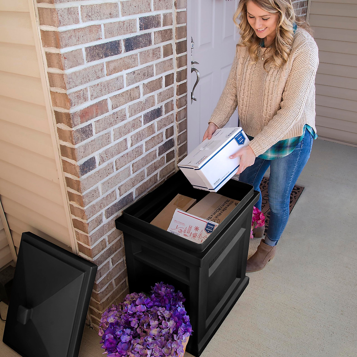 Step2 Express Package Delivery Box for Outside, Durable Weather Resistant, Parcel Outdoor Storage and Package Box, Black