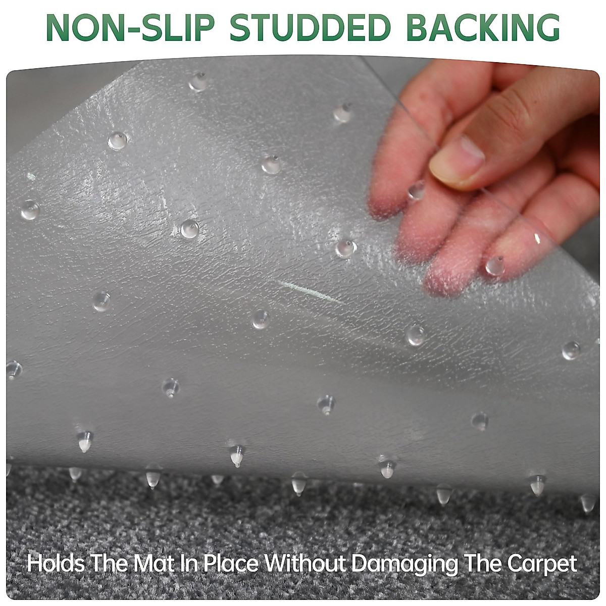 100pointONE Office Chair Mat for Carpets - 53'' x 45'' 0.09'' ThickTransparent Floor Mats for Flat Low and No Pile Carpeted Floors, with Grippers (53'' X 45'' Rectangle)