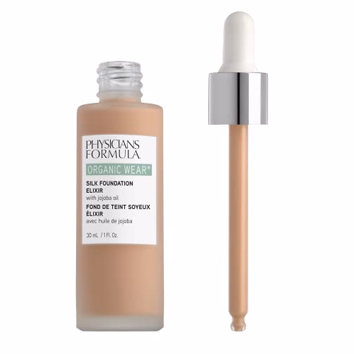 Physicians Formula Organic Wear All Natural Liquid Foundation Elixir Light, Full Coverage | Dermatologist Tested, Clinicially Tested