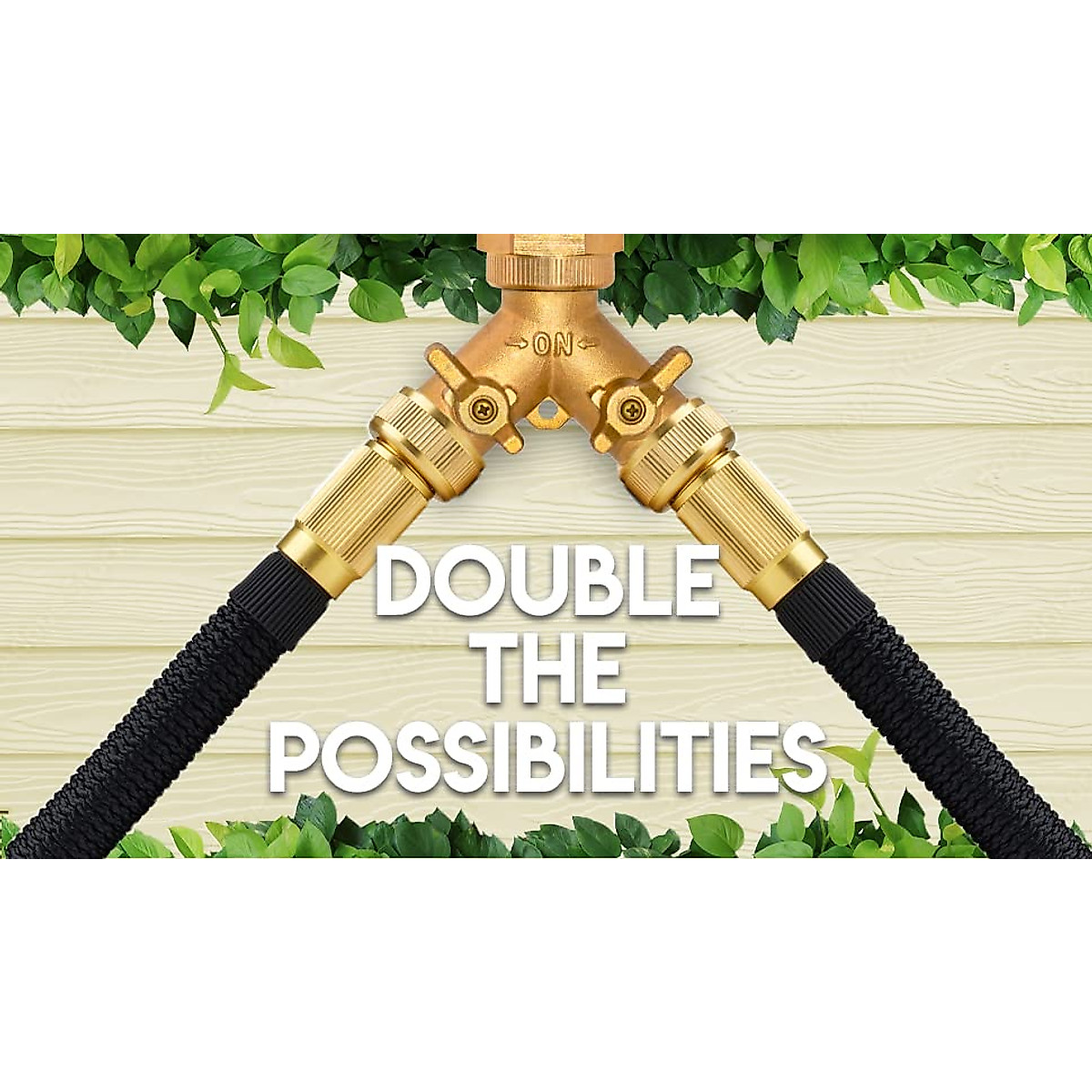 Morvat Heavy Duty Brass 2 way Y Splitter Garden Hose Hexagonal Connector with Comfortable Grip Shut Off Valves, Adapter for Water Tap, Outlet, & Spigot, Includes 2 Extra Rubber Washers & Teflon Tape