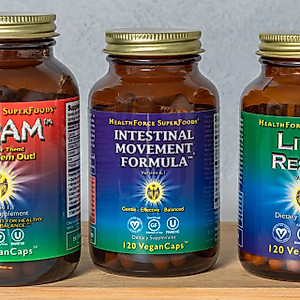 HEALTHFORCE SUPERFOODS Intestinal Movement Formula - Natural Laxative Supports Bowel Regularity - All-Natural Digestion Supplement to Support Constipation - Gluten-Free & Vegan - 120 Capsules