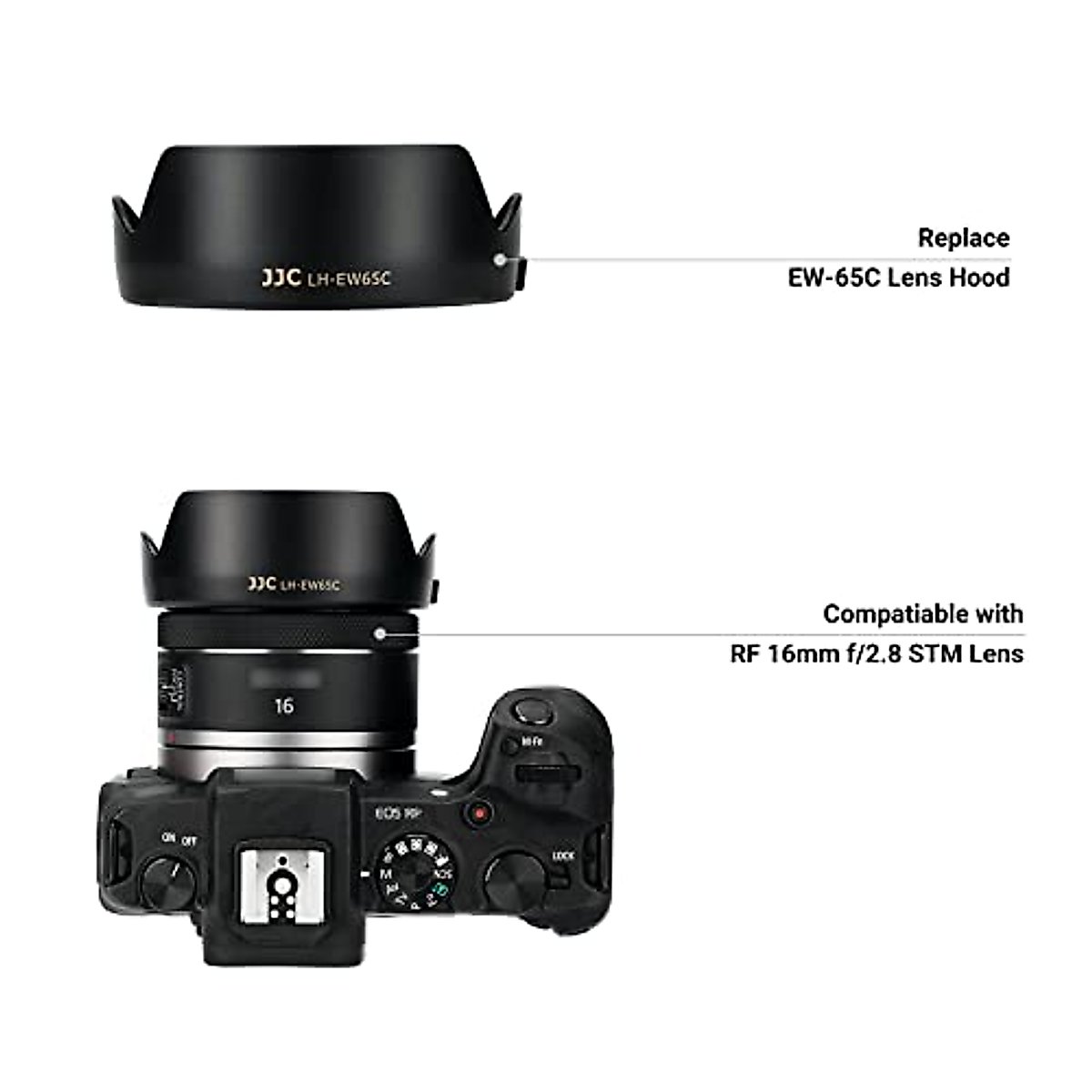 Lens Hood for Canon RF 16mm F2.8 STM Lens on EOS R6 R5 RP R Camera, Reversible Lens Shade Replace Canon EW-65C Lens Hood, Compatible with 43mm Filters and 43mm Lens Cap