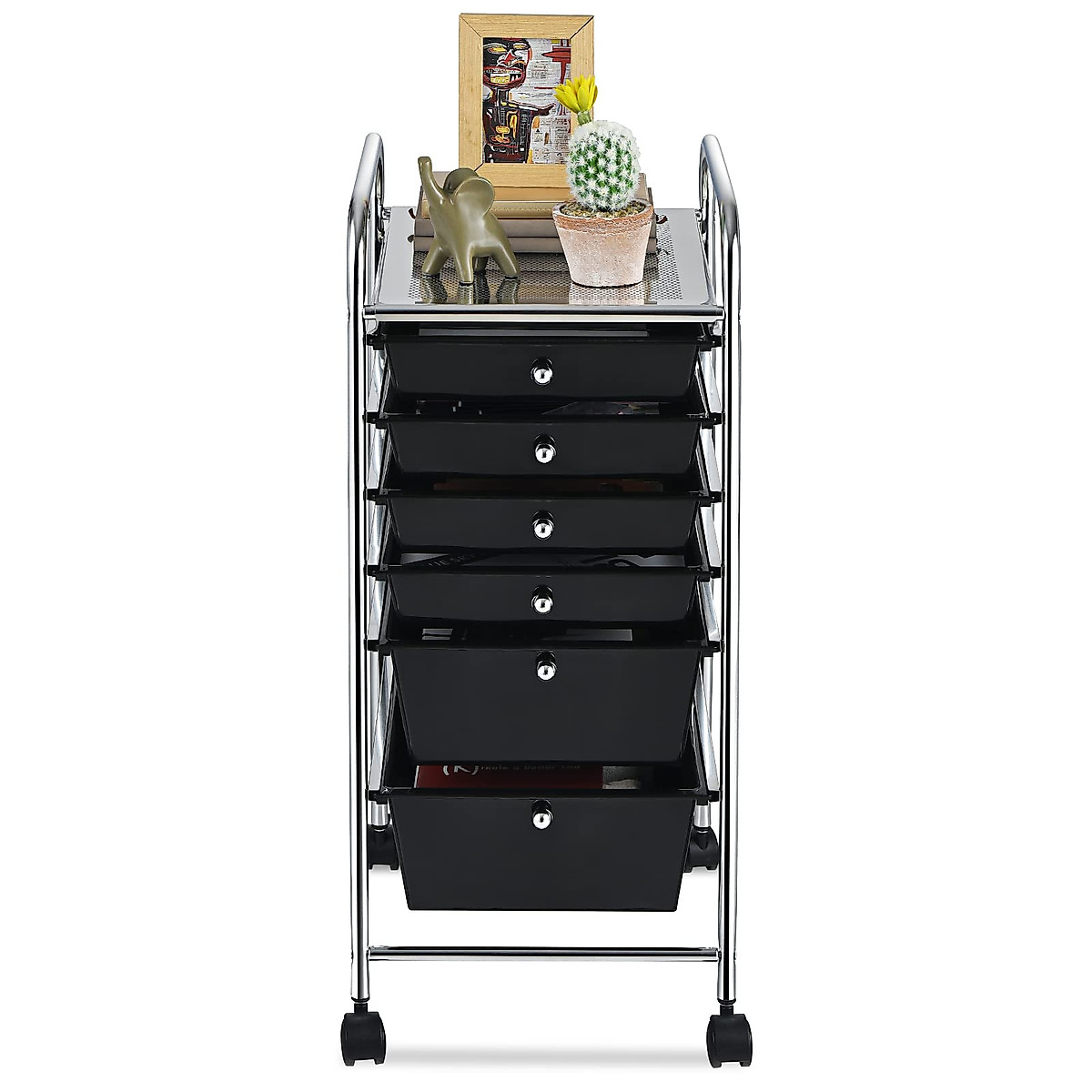 ARLIME 6-Drawer Rolling Storage Cart, Multifunctional Storage Organizer Cart with Wheels, Mobile Utility Cart for Home Office Garage Tools (Black)