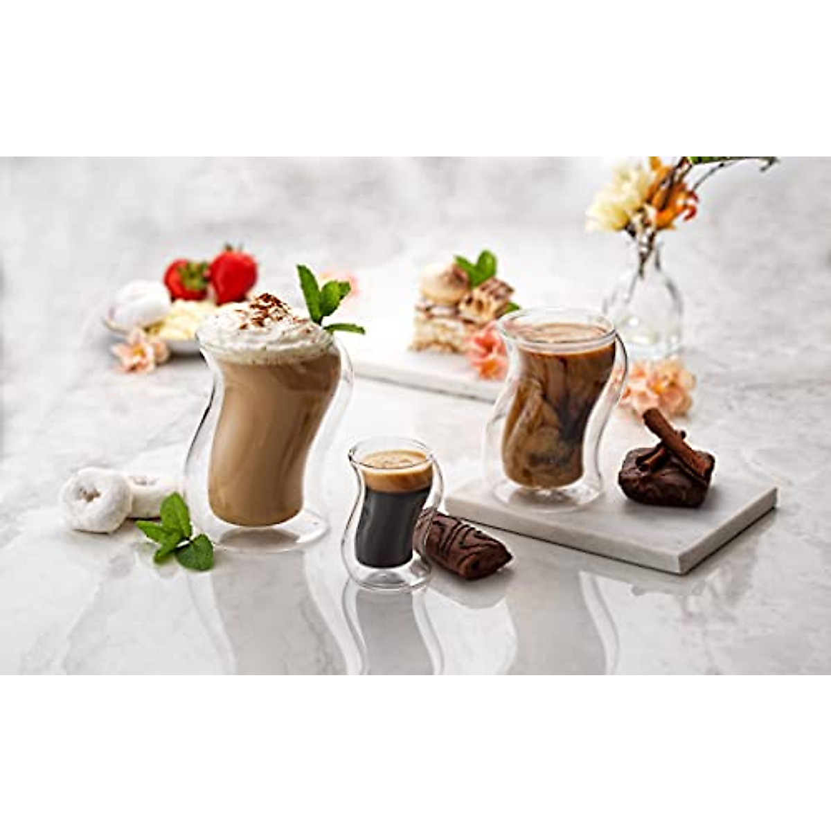 JoyJolt Pivot Double Insulated Tumblers - Set of 2 Exceptional 13.5 oz Iced Coffee Tumbler - Elegant Bar Glasses for Coffee, Tea, or Cold Beverages - 2 x 405 ml Iced Coffee Glasses for Hot Summers