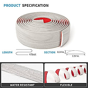 Art3d 4 FT Self Adhesive Vinyl Floor Transition Strip, Laminate Floor Strip Floor Flat Divider Strip for Joining Floor Gaps,Carpet Threshold Transition,Floor Tiles（1.57in, White-Washed）