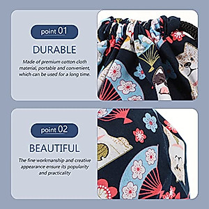 Healeved 2Pcs Japanese Style Lunch Bag Drawstring Lunch Bag Reusable Bento Box Bag Lunch Box Bag