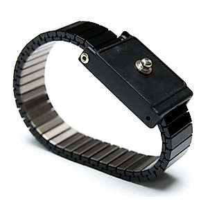 Bertech Metal Wrist Strap with 12' Cord, 1 Megohm Resistor, 4mm Snap, Black