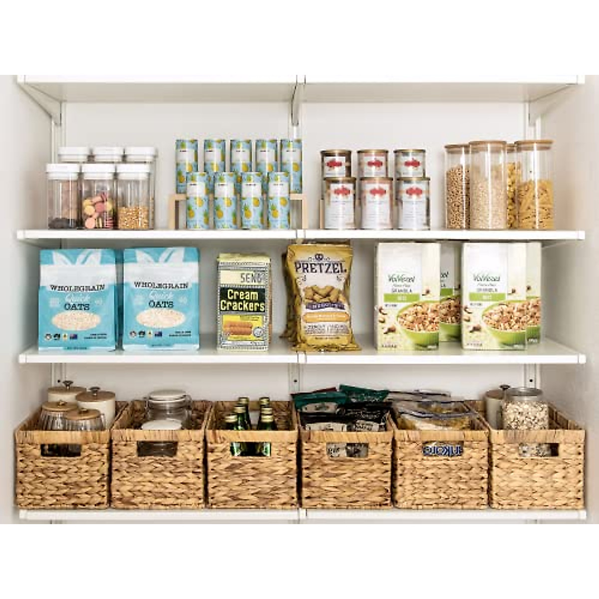 StorageWorks Water Hyacinth Storage Baskets, Rectangular Wicker Baskets with Built-in Handles, Medium, 2-Pack