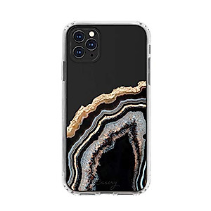 Casery iPhone Case Designed for The Apple iPhone 11 Pro, Black & Gold Agate (Exotic Marble)- Matte Finish - Military Grade Protection - Drop Tested - Protective Slim Clear Case