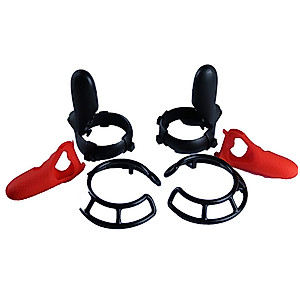 MASiKEN Touch Controller Grip Accessories & Protective Cages Stand for Oculus Quest/Rift S, Premium Controllers Skin Cover, Gel Shell Silicone Collision Protector Ring (Red)
