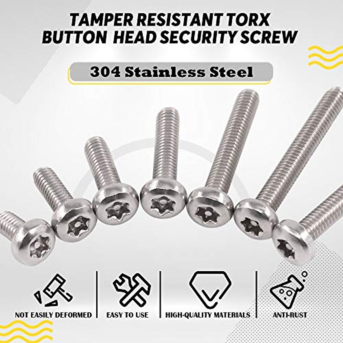 Hilitchi M6 30PCS Button Head Torx Security Screws Stainless Steel Tamper Proof Screws w T30 Bit (M6X50)