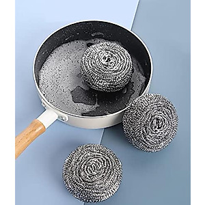 6Pcs Scourer Steel Wool Scrubber - Steel Wool for Cleaning Dish Pots Pans Grills Stainless Steel Scrubber for Kitchen Sinks Cleaning Steel Wool Pads Metal Scrubber