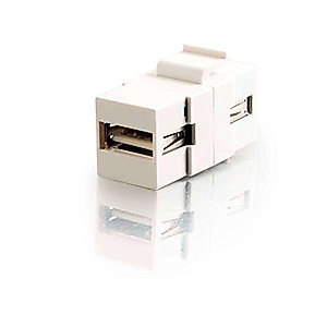 C2G/Cables to Go 28748 Snap-In USB A/A Female Keystone Insert Module, TAA Compliant, White