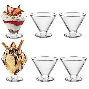 Cezoyx 6 Pack Glass Dessert Bowls, 5.6 Oz Clear Footed Dessert Cups Glass Ice Cream Bowl for Sundae, Ice Cream, Pudding, Salad, Snack, Fruit and Dessert