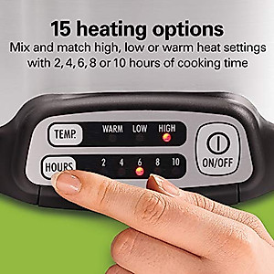 Hamilton Beach 33662 Programmable Slow Cooker with 6 Quart Stovetop-Safe Sear & Cook Crock, Silver