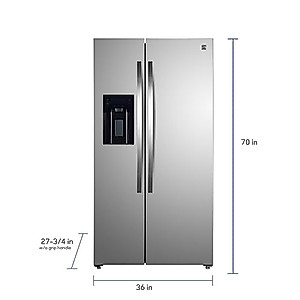 Kenmore 46-51805 Counter-Depth Side Refrigerator/Freezer with Stainless Steel, Water Dispenser, Ice Maker, Quiet and Energy Efficient Inverter Compressor, 36 Inch