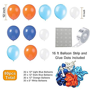 80pcs Blippi Balloon Arch Garland Kit Birthday Party Supplies Decorations Blue Orange White Balloon Theme Backdrop for Kids Party