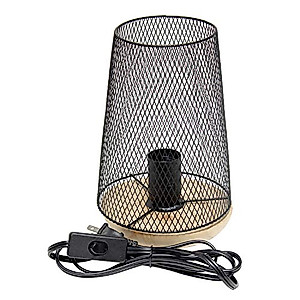 Simple Designs LT1074-BLK Wired Mesh Uplight Table Lamp, Black,5.5 x 5.5 x 9