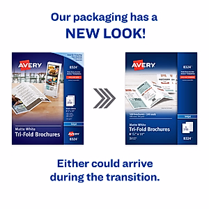 Avery Printable Tri-Fold Brochures with Mailing Seals, 8.5" x 11", Matte White, 100 Blank Brochure Paper for Inkjet Printers (08324)
