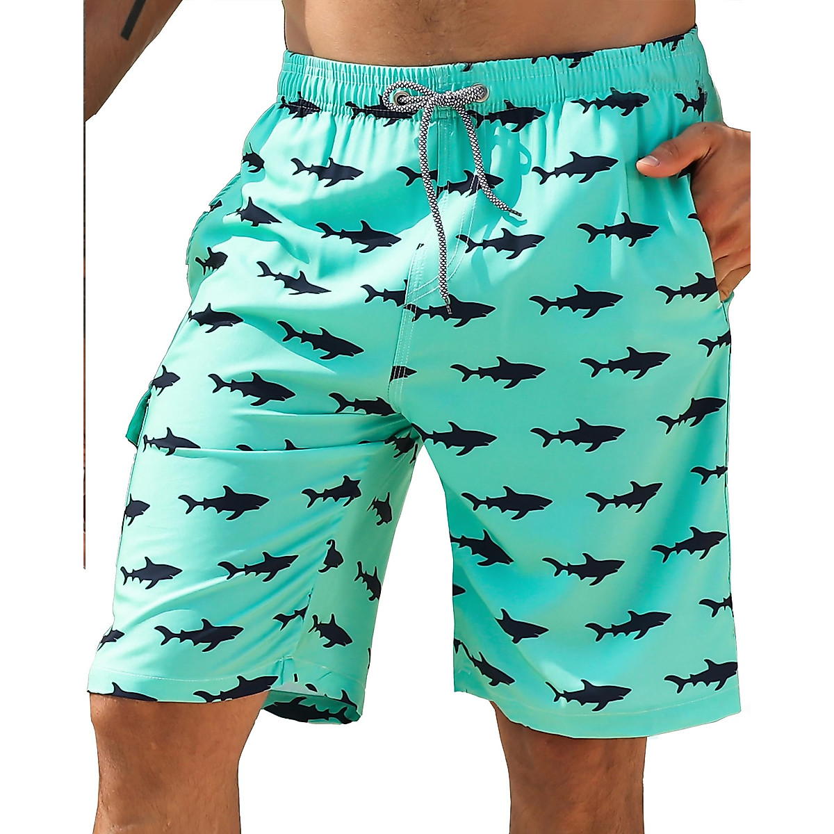 APTRO Men's Swim Trunks 9" Quick Dry Bathing Suit Big & Tall Beach Swimsuits #139 Shark 1X