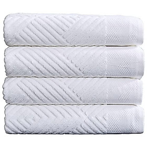 100% Cotton Soft Bath Towels Set | Quick Dry and Highly Absorbent, Textured Bath Towels 27" x 54" (4 Pack)