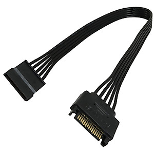 Longdex SATA Power Extension Cable 11.8Inch Black 15Pin SATA Male to Female Extender Cable Adapter for HDD Hard Drive