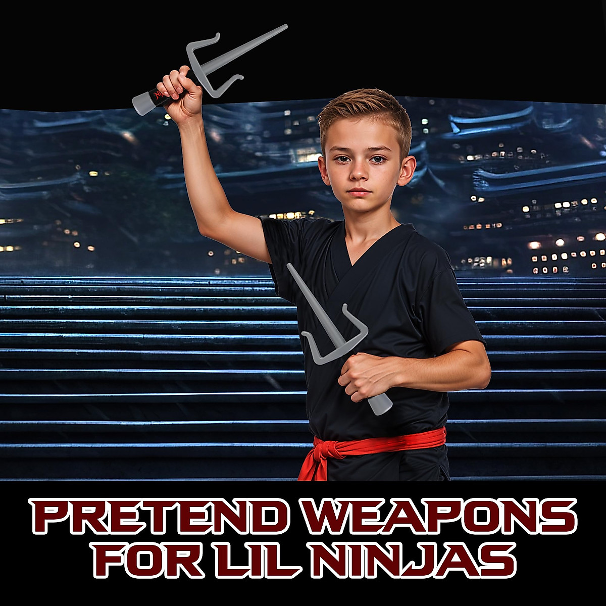 Liberty Imports 2 PCS Plastic Toy Ninja Sai Weapons for Kids Pretend Play Costume Accessories - Children Imaginative Play and Cosplay